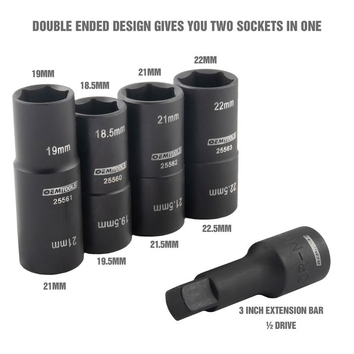 Powerbuilt Flip Lug Nut Socket Set, 19mm X 21mm And 3/4 X